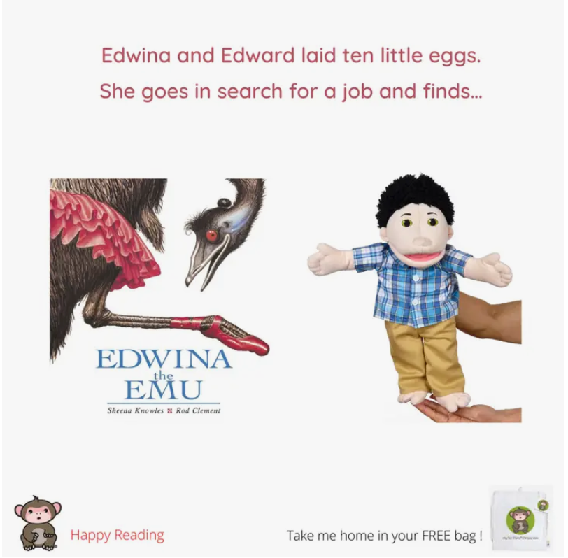 Flat Friends Puppet Edward the Emu & Boy Hand Puppet | Flourish ...